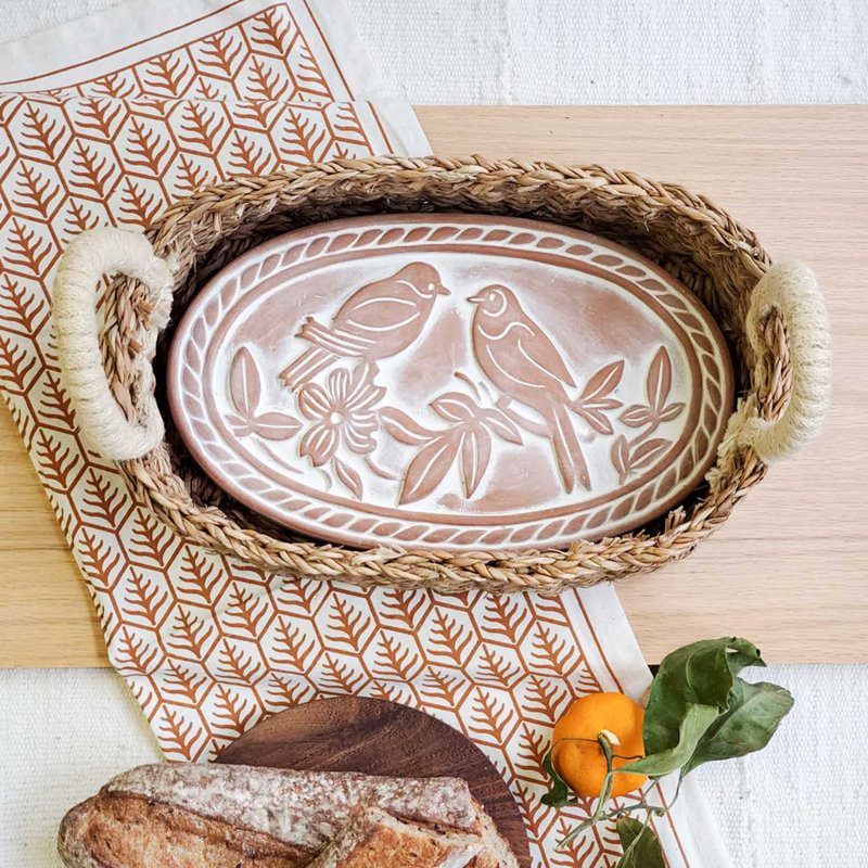 Red Barrel Studio® Julie Bread Warmer & Basket - Lovebirds Oval | Wayfair